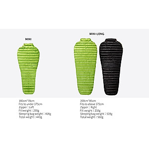 AEGISMAX Mini 6 Degree 800FP Goose Down Sleeping Bag Ultralight Down Sleeping Bag for Backpacking and Camping for Men & Women (Green, Regular)