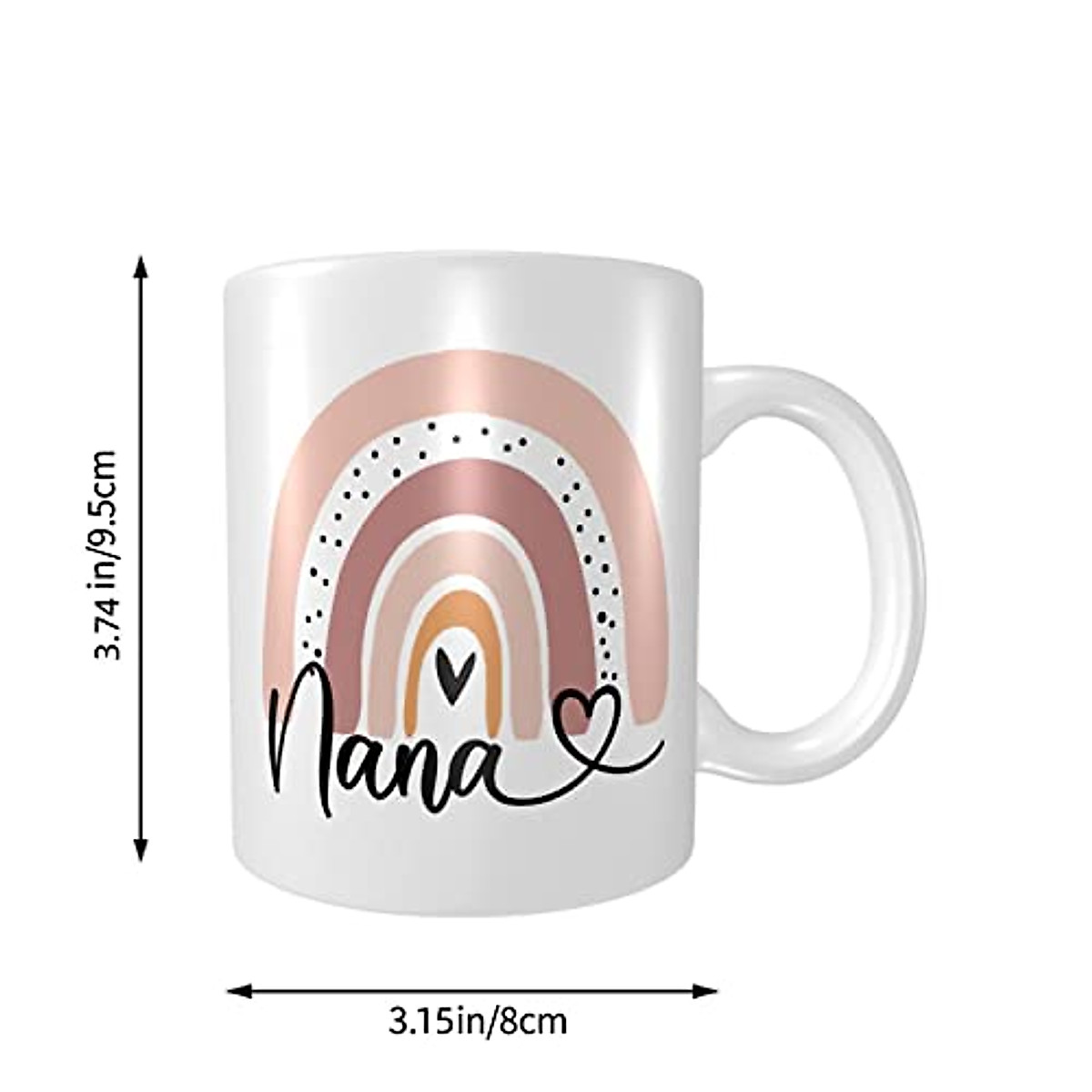 Wisedeal Nana Mug, Nana Gifts From Grandkids, Nana Coffee Mug, Nana Birthday Gifts For Nana Mug, Christmas Gifts From Granddaughter Grandson, Rainbow Mug Gifts For Grandma, Ceramic White 11 Oz