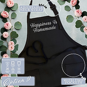 LALALA GIFT LAND Customized Kitchen Chef Apron w/Pockets - Black - White Option - 9 Font - 18 Font Color - Personalized Bbq Chef Apron (Black)