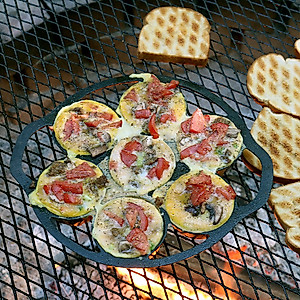 Sunnydaze Cast Iron Drop Biscuit Pan, Pre-Seasoned, 11-Inches, 7-Mold