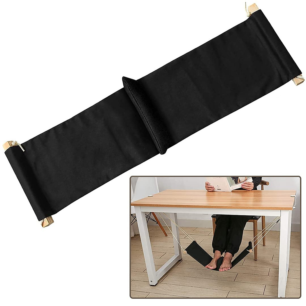 Yamasan Foot Hammock Under Desk with Separate Cushion Footrest Adjustable Office Foot Rest Under Desk Hammock Portable Desk Feet Hammock