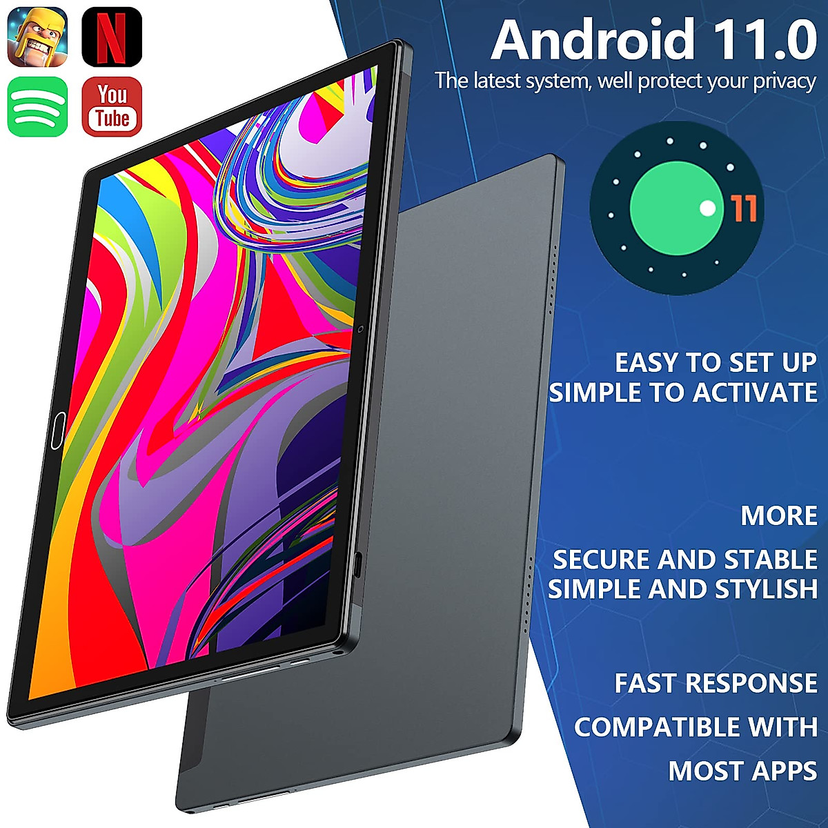 Android Tablet 10.1 Inch 64GB Storage 4GB Ram, 2024 Latest Tablet with Octa-Core Chip, 512GB Expandable 13MP Camera, 6000mAh Battery, GPS, Bluetooth, WiFi, USB-C, HD Touchscreen Tablets(Gray)