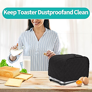 KINMAD Polyester Fabric Quilted Four Slice Bread Toaster Cover Bakeware Protector, Dust and Fingerprint Protection- Best Gift for Mother, Black
