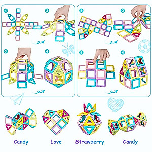 Cameparck Magnetic Tiles Toys for 3 4 5 6 7 8+ Year Old Boys Girls Upgrade Macaron Magnetic Blocks Building Set for Toddlers STEM Creativity Inspirational Recreational Educational Conventional