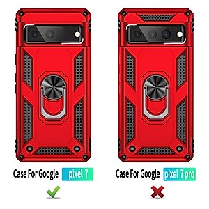 SunRemex for Google Pixel 7 Case with HD Screen Protector [2 Packs], [Not for Google Pixel 7 Pro ], Magnetic Ring Holder Kickstand,[Military Grade] Phone Case for Google Pixel 7 2022 (Red)