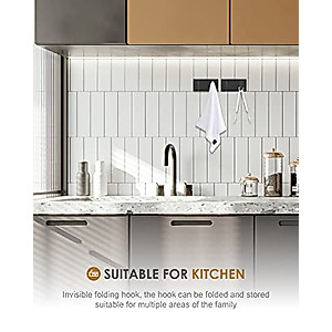 2 Pack，Waterproof Black Towel Hooks，Foldable Towel Hooks for Bathrooms，Modern Coat Hooks，Black Robe Hooks，Bathroom Modern Hooks，Free Perforated，Bathroom Towel Hooks，Towel Door Hooks，Also for Kitchen.