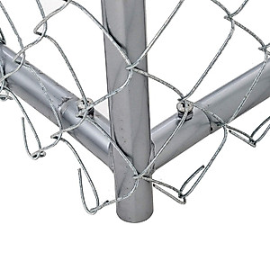 Lucky Dog 10 by 6 Foot Large Outdoor Galvanized Steel Chain Link Dog Kennel with Latching Door, 1.5 Inch Raised Legs, and WeatherGuard Roof Cover