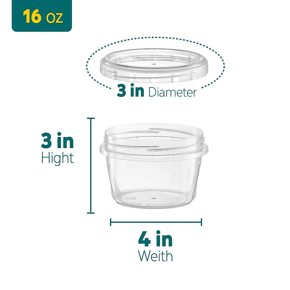 ELEGANT DISPOSABLES 16 ounce Plastic Food Storage Containers with colored Twist Top Lids Reusable Leak Proof Deli Containers for Freezer Storage Meal Prep (12)