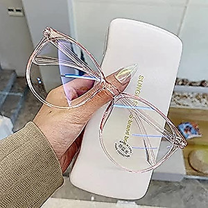 Rewhey Transparent Computer Glasses Frame Women Men Anti Blue Light Round Eyewear Blocking Glasses Optical Spectacle Eyeglass (White)