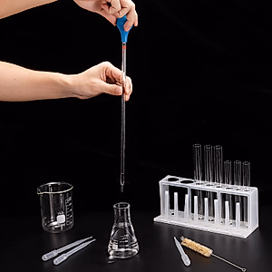 PATIKIL Graduated Dropper Pipettes Kit, 1ml Borosilicate Glass Pipette with Rubber Cap for Transfer Liquid for Lab, Chemistry, Clear