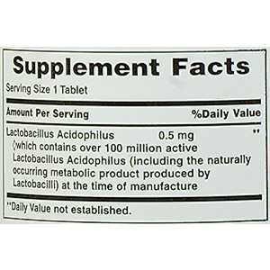 Nature's Bounty Probiotic Acidophilus Tablet, 100 Count (Pack of 2)