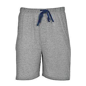 Hanes Mens 2 Pack Sleep Short, Cotton Jersey Blend 7.5" Inseam, Comfortable and Breathable, Grey Heather/Chambrey Blue, Large