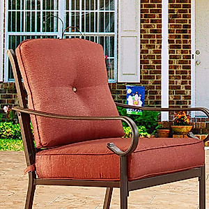 PatioFestival Patio Furniture Sets 4 Piece Metal Outdoor Sofas with 6.3 Inch Cushion Bistro Conversation Set(4PC,Red)