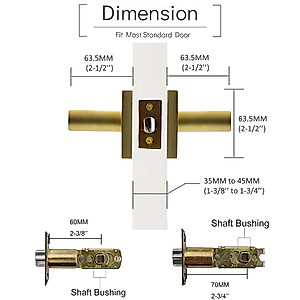 Linkaa Passage Door Handles Door Lever Gold Stain Brass for Hall or Closet, Keyless Door Lock, Square Shape Interior Door Handle. (1, Passage (No Lock))
