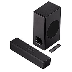 PHEANOO 2.1 Compact Sound Bars for TV with Subwoofer, HDMI ARC/Bluetooth 5.0/Optical/AUX/RCA Connection, Remote Control, Adjustable Bass, Wall Mountable – P15, 140W, 16 inch