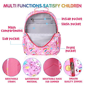 WTUST Rainbow Backpack for Girls, Back to School Supplies for Kids Girls, Cute Pink Preschool Kindergarten Backpack for Girls, Elementary Bookbag Schoobag, 12L Waterproof Backpack