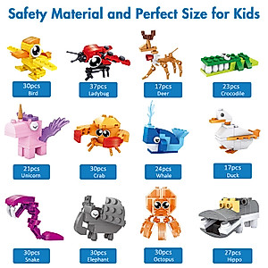 Jellydog Toy Party Favors for Kids,12PCS Mini Building Blocks Animal, Building Sets Stem Toys, Assorted Building Blocks Sets for Birthday Party Gift,Goodie Bags, Prize,Cake Topper