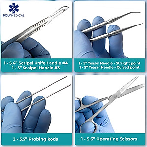 Advanced Dissection Kit - 37 pieces total. High Grade Stainless Steel Instruments perfect for Anatomy, Biology, Botany, Veterinary and Medical Students - By Poly Medical.