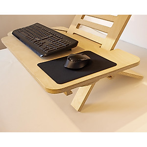 WOODCHES Adjustable Jumbo Wood Laptop Stand, Standing Desk Converter, Workstation Deskstand, Handmade Birch Plywood Tabletop, Home Office