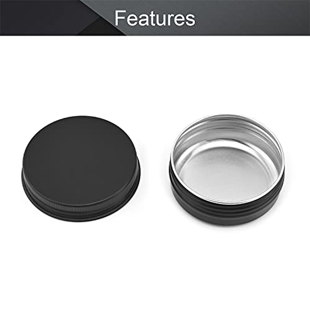 Othmro 5Pcs 1oz Metal Round Tins Aluminum Tin Cans Jar Refillable Containers 30ml Tin Cans Tin Bottles Containers with Screw Lid for Salve Spices Lip Balm Tea Candies Black 50×20mm