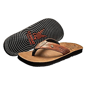 Combat Flip Flops Mens AK-47 Brown Leather Ergo- Size 7
