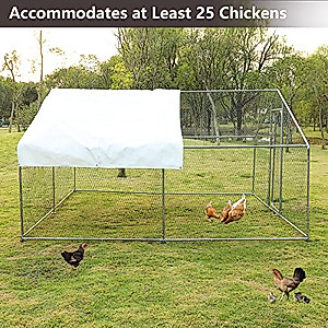 JOVNO Large Metal Chicken Coop Cage Walk-in Enclosure Poultry Hen Run House Playpen Exercise Pen Outdoor Yard Poultry Pet Hutch with Weather Proof Cover