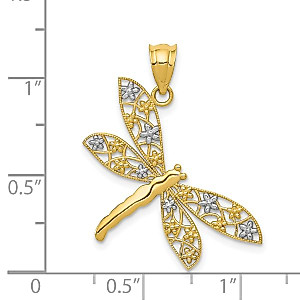 IceCarats 14K Yellow Gold Antique Filigree Dragonfly Necklace Charm Pendant Only