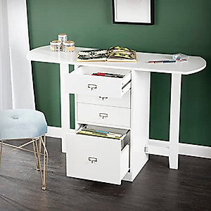 SEI Furniture Fold-Out Organizer Convertible Desktop Craft Desk, White