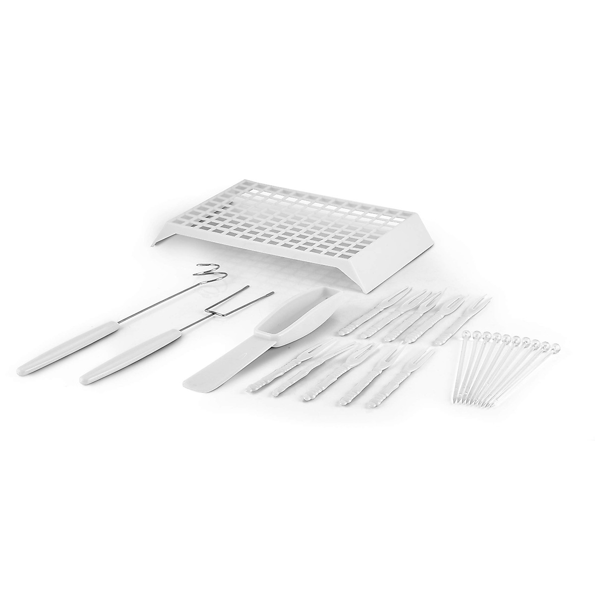 Eternal Living Chocolate Melting Pot Kit | Electric Chocolate Maker for Home Made Candy Butter Cheese with Forks Spatulas Molds Drying Rack, White
