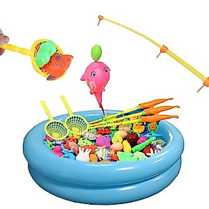 Topwon Inflatable Swimming Pool for Fishing Magnetic Toys Floating Fishing Game, Sand Tray, Outdoor Party Food Tray - Inflatable Pond
