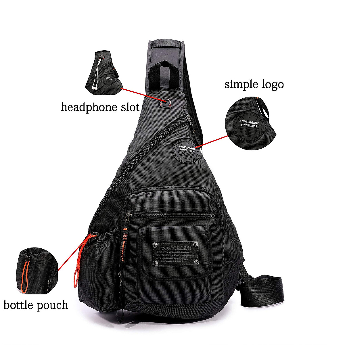 LAMMOK Large Sling Backpack, Sling Chest Bag Shoulder Crossbody Daypacks Fits 13.3-Inch Laptop for Travel Outdoor Men Women(black)