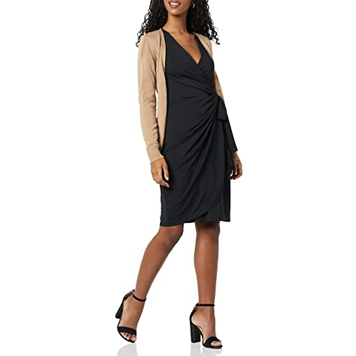 Amazon Essentials Women's Long Sleeve Classic Wrap Dress (Available in Plus Size), Black, XX-Large
