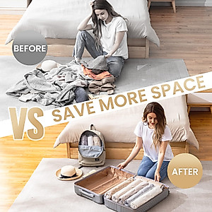 TAILI 12 Pack Travel Compression Bags, Clear Roll Up Space Saver Bags (6 Large, 6 Medium), No Vacuum Needed Reusable Packing Bags for Luggage, Suitcase, Backpack, Travel Essentials