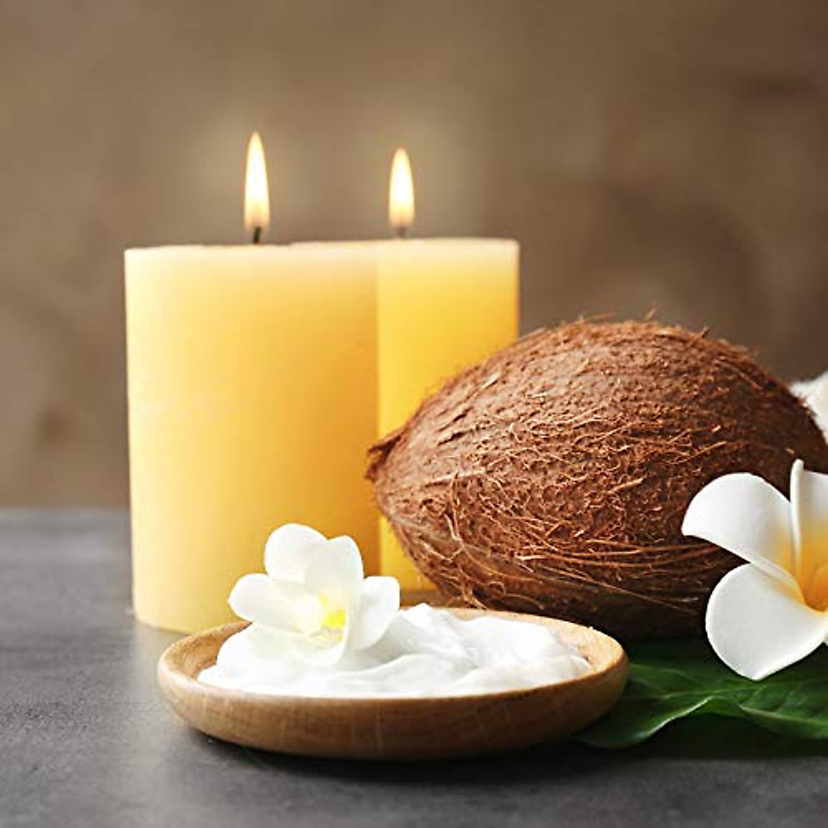 CocoSoy Scented Pillar Candles EcoAroma Natural Flower & Plant Fragrance Oils Aromatherapy & Home Scented , Organic Eco Wax 3' D x 6 " H Beautiful Marble Bamboo & Lily