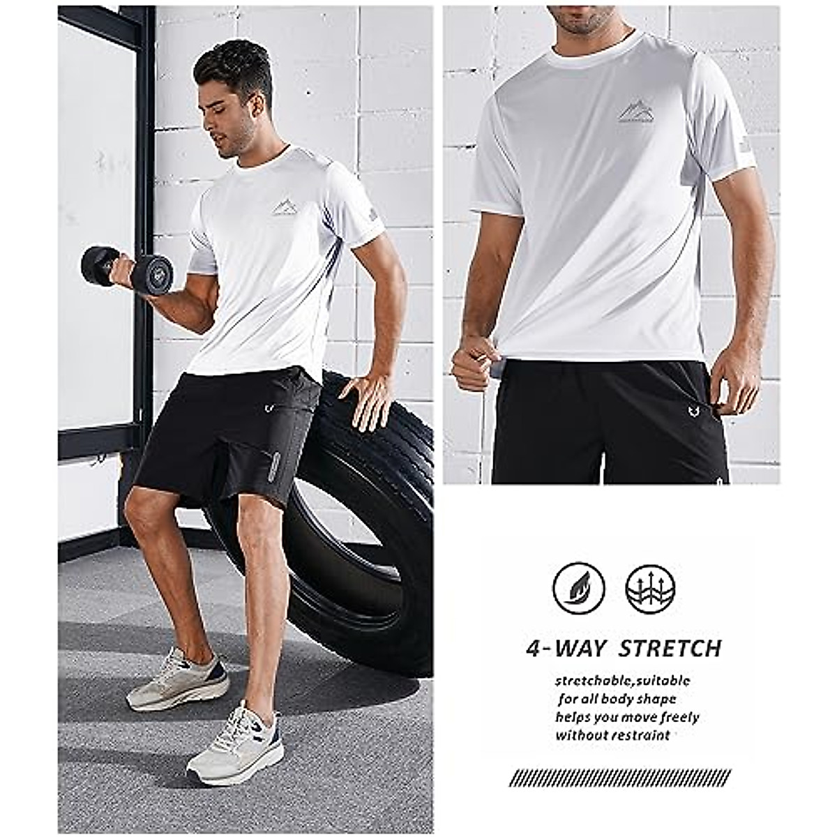NORTHYARD Men's UPF 50+ UV Sun Protection Shirts SPF Quick Dry Short Sleeve T-Shirts for Active Hiking Fishing Swim White M