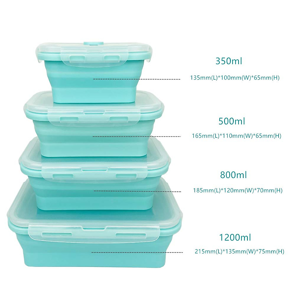 CCyanzi Set of 4 Collapsible Containers Food Storage Collapsible Bowls for Camping Collapsible Silicone Food Containers with Airtight Lids, Microwave, Freezer Safe, For Camping