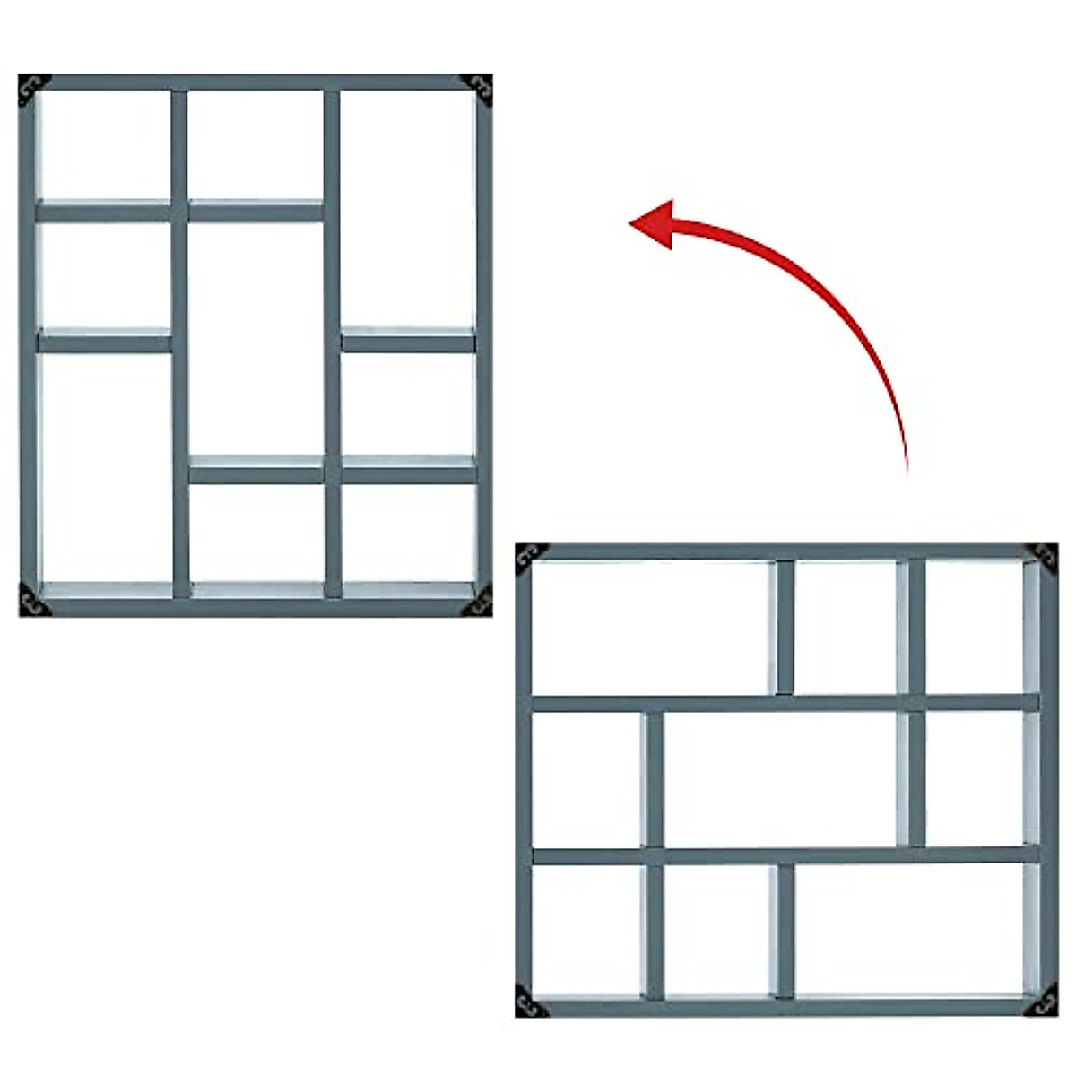 FIRMINANA Rustic Shadow Box,17.7-Inch Wall-Mounted (Vertical or Horizontal),9-Slot Rustic Wood Floating Shelves,Lightweight Solid Wood Display Shelf for Shot Glass (Walnut)