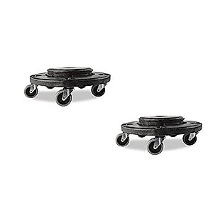 Rubbermaid Commercial Products Brute Twist on/Off Round Dolly, Use with BRUTE Trash Can, Black, Pack of 2