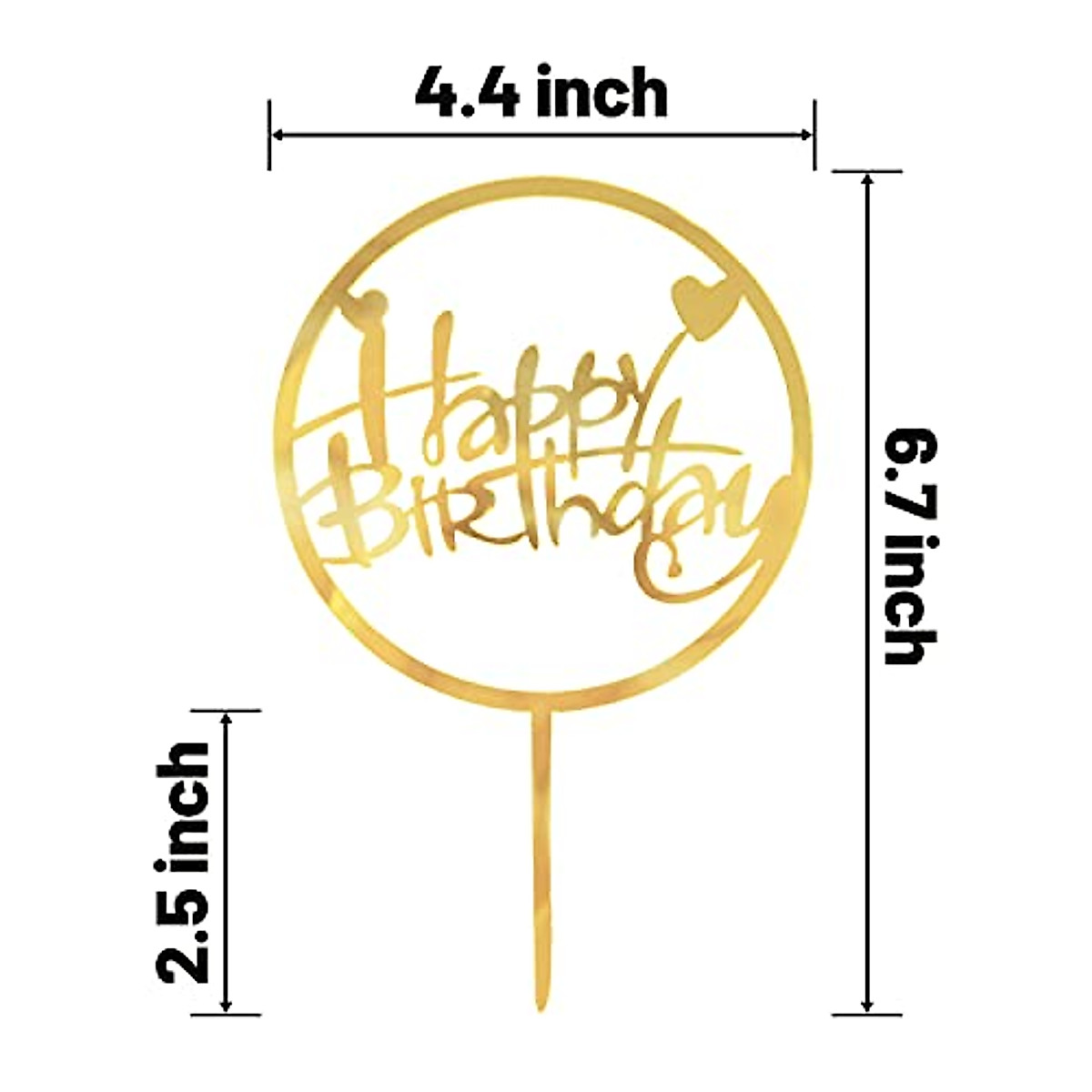 18 Pcs Gold Happy Birthday Acrylic Cake Decoration, Double-Sided Glitter of Birthday Cake Topper for Children or Adults