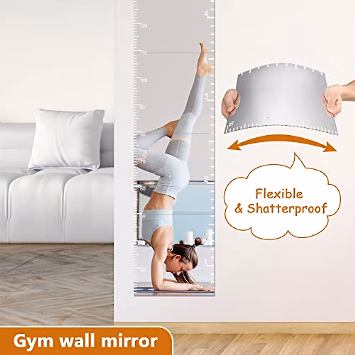SLDIYWOW Shatterproof Growth Chart Mirror for Kids Acrylic Toddler Mirror Height Wall Ruler with Stickers Wall Mirror Full Length for Baby Children Bedroom Decor