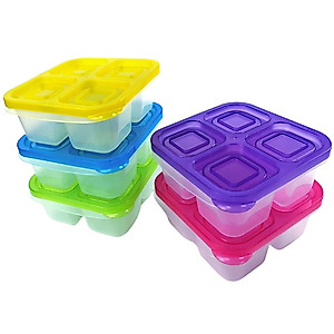 WEEK NINE Bento Lunch Boxes, Divided Bento Snack Box, 4-Compartment Reusable Meal Prep Food Containers for School, Work and Travel, Set of 5