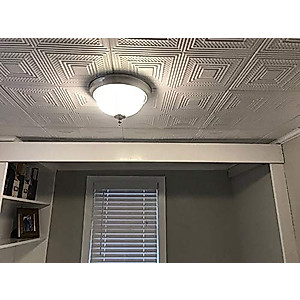 A La Maison Ceilings R11 Nested Squares Foam Glue-up Ceiling Tile (384 sq. ft./Case), Pack of 144, Plain White