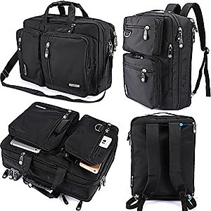 FreeBiz Laptop Backpack Messenger Bag-Hybrid Briefcase Bag BookBag Rucksack with Handle and Shoulder Strap Fits Up To 18.4 Inch Gaming Notebook Compute (18.4 inches, Black)