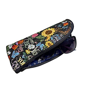 Floral Sunglasses case with zipper closure, Eye Glasses pouch, Gift for her, Quilted Glasses Case, Sunglasses Sleeve, Eyeglasses holder (Sunshine Floral)
