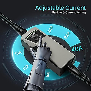 MEGEAR Electric Vehicle Charger with NEMA 14-50 Plug, Level 2 Portable EV Charging Station Adjustable Current 12A/16A/24A/32A/40A for SAE J1772 EVs