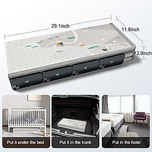 ZEEBABA Baby Play Mat, 59"x59" Foldable & Reversable Large Baby Mat, 0.4" Thick Waterproof Foam Play Mat, Baby Activity Tummy Time Mat, Foam Play Mat for Babies and Toddlers, for 59 inch Playpen