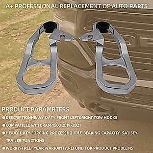 Dasbecan Heavy Duty Front Left & Right Chrome Tow Hooks Compatible with Ram 1500 2019 2020 2021 2022 Replaces# 82215268AB 68272945AB 68272944AB