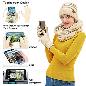 MAYLISACC Scarf and Gloves Set for Women, Warm Beanie and Scarf Sets for Women with Screen Touch Gloves, Fleece Lined Women's Hat and Gloves set Winter for Outdoor Activities