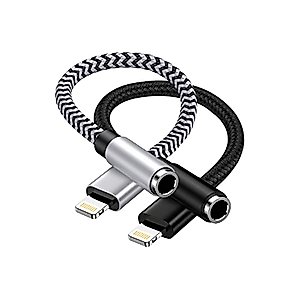 2Pack iPhone Headphone Adapter, [Apple MFi Certified] Lightning to 3.5mm Headphone/Earphone Audio Aux Jack Adapter iPhone Aux Adapter Dongle for iPhone 14 13 12 11 Pro Max Plus Mini XR XS 8 iPad iPod