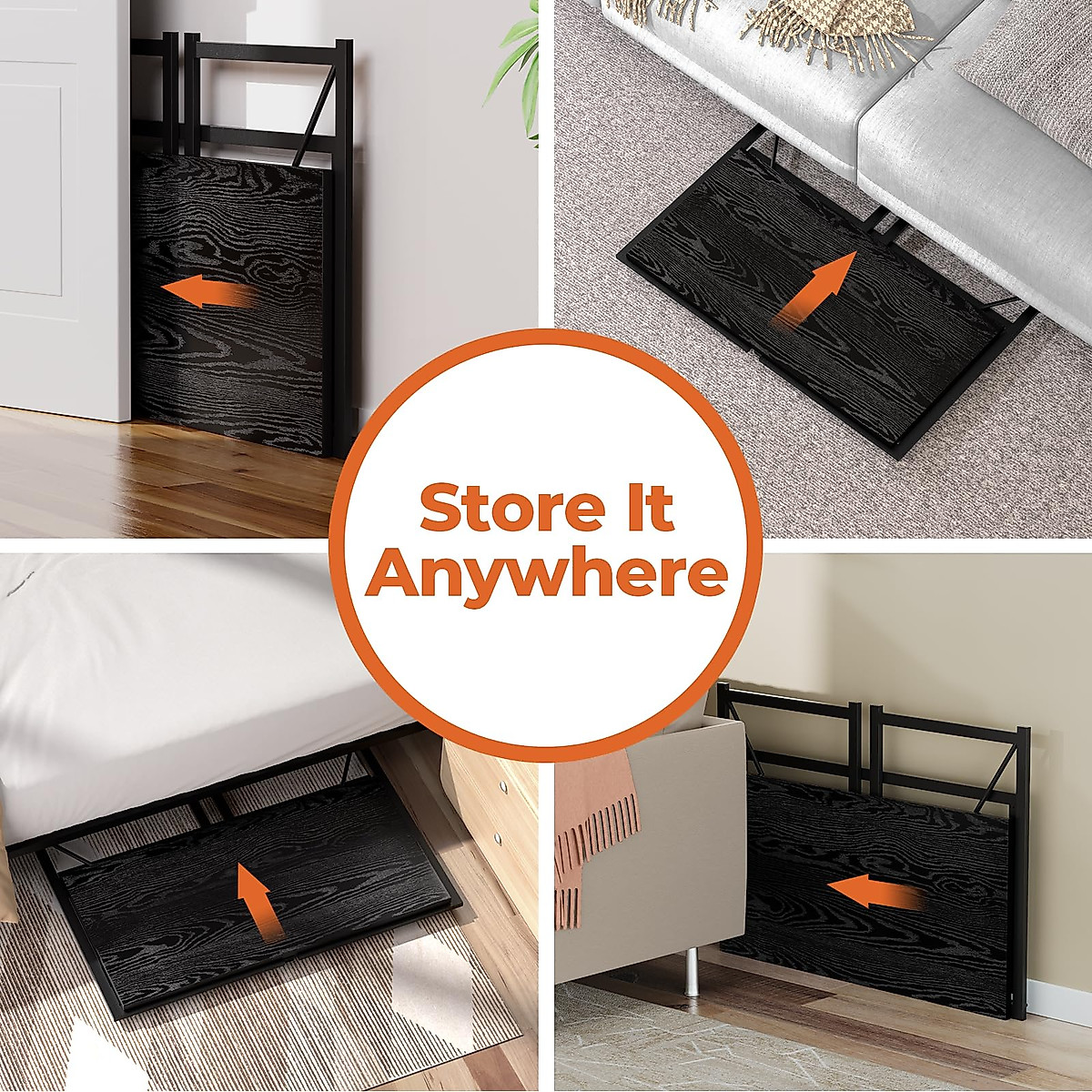 SOROGRA Folding Desk, Small Foldable Desk 31.5 Inch for Small Space, Computer Table Home Office Writing Desk with Storage Bag Headphone Hook, Easy Assembly, Black